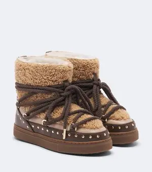 Inuikii Curly Rock Studded Shearling Snow Boots - Brown