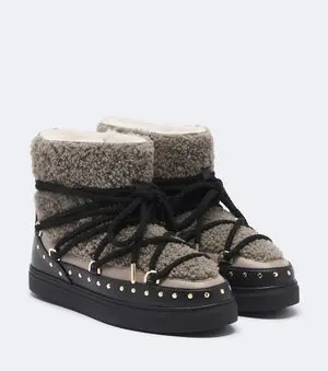 Inuikii Curly Rock Studded Shearling Snow Boots - Grey
