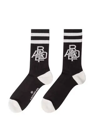 A BATHING APE Appliqué Line Socks For Streetwear - Black