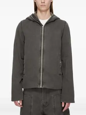 Rick Owens Padded Denim Jacket With Zip Closure And Button Pockets - Grigio