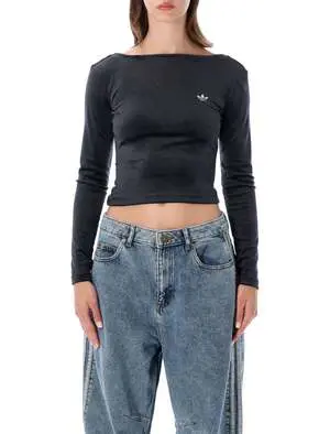 ADIDAS ORIGINALS Long Sleeve Cropped Top With Boatneck