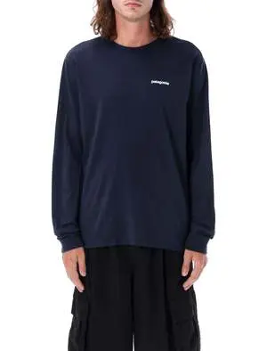 Patagonia P-6 Long-sleeve Logo T-shirt In Recycled Fabric - Blu