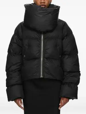 Rick Owens Padded Funnel-neck Coat With Front Zip And Snap-pocket Details
