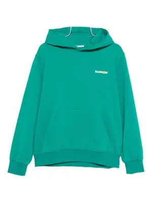 BARROW Hooded Cotton Sweatshirt With Chest Logo And Back Print - Verde