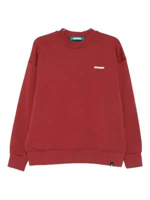 BARROW Cotton Sweatshirt With Chest Logo And Back Smile Print - Rosso