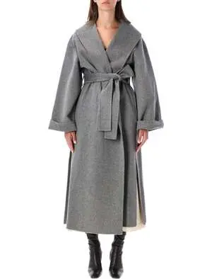 BY MALENE BIRGER Wool Wrap Coat With Tie Belt