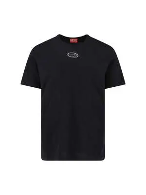 DIESEL® 100% Cotton Crew Neck T-shirt - Black