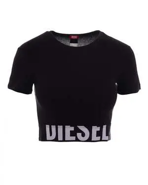 DIESEL® Logo Hem Cropped T-shirt - Black