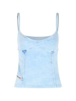 DIESEL® Fitted Denim-effect Logo Top - Blu