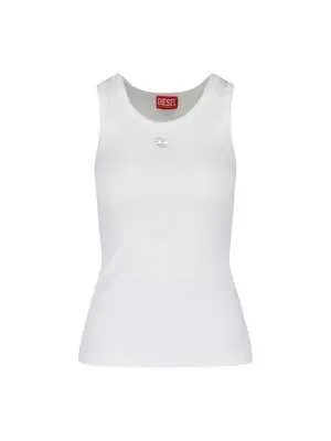 DIESEL® Slim Fit Ribbed Cotton Blend Tank Top - White