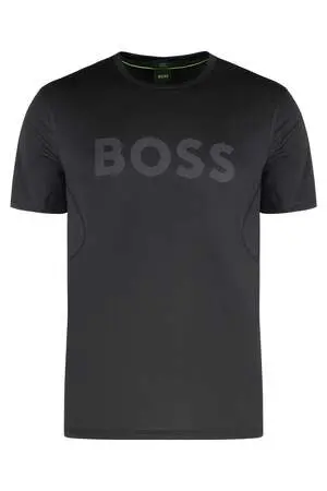 BOSS Tech-blend Slim-fit T-shirt With Ribbed Crew Neck - Black