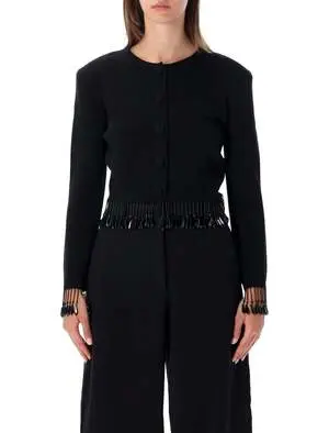 BY MALENE BIRGER Cropped Button-front Cardigan With Fringe Trim
