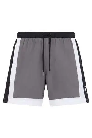 BOSS Sporty Nylon Shorts For Adjustable Fit - Grey