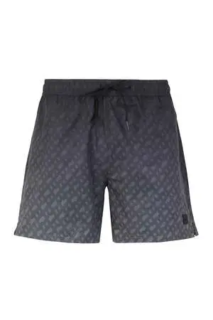 BOSS Mini Swim Trunks With Monogram Print - Grey