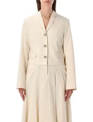 BY MALENE BIRGER Cropped Single-breasted Blazer - Soft White