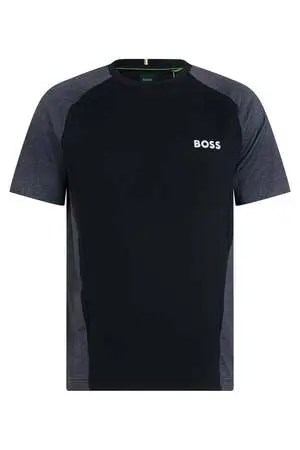 BOSS Short-sleeve Performance T-shirt With Contrast Sleeves - Black