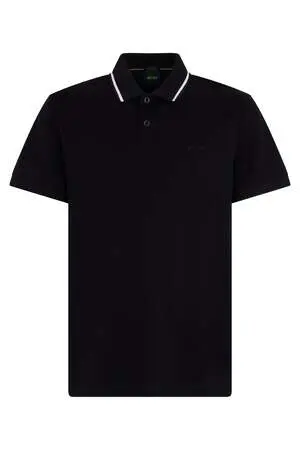 BOSS Cotton Polo Shirt With Short Sleeves - Black