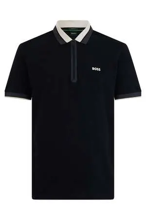 BOSS Cotton Polo Shirt With Zip Front