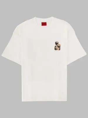 Hugo 100% Cotton Graphic T-shirt - Ivory