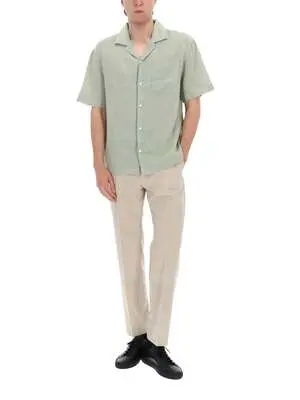 Hugo Linen Button-up Shirt For - Green