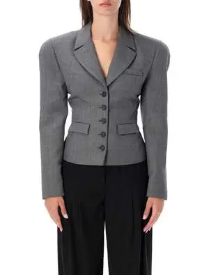 Magda Butrym Tailored Wool Blazer Jacket - Grigio