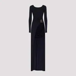 Elisabetta Franchi Long Sleeve Draped Maxi Dress