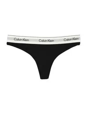 Calvin Klein Logo Waistband Thong - Nero