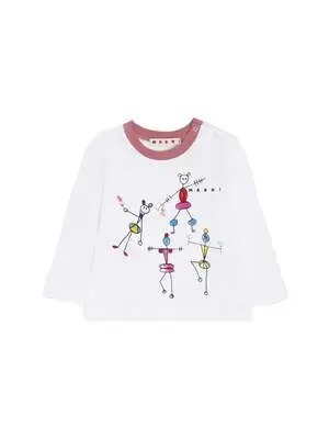 Marni Baby Girls Stylized Logo Cotton T-shirt