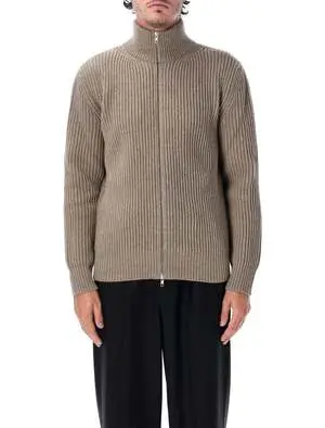MAISON MARGIELA Ribbed Knit Zip-up Cardigan - Beige