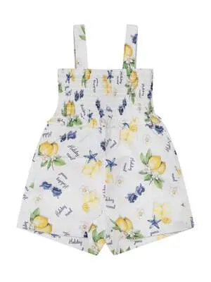 Monnalisa Poplin Romper Bodysuit With Lemon Print
