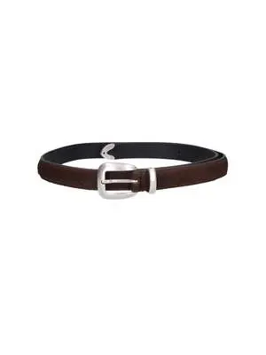 MOLEBO Pony Hair Leather Belt With Metal Buckle - Brown