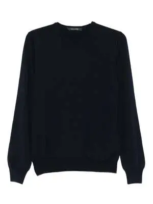 Tagliatore Ribbed Trim Ribbed Crew Neck Crewneck Sweater - Blu