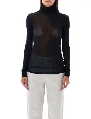 American Vintage Sheer Turtleneck Top - Nero