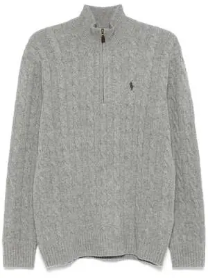 Polo Ralph Lauren Rib-knit Wool-cashmere Mockneck Quarter-zip Sweater
