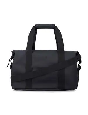 Rains Hilo Weekend Handbag Small, Water-resistant Pu Mini Travel Bag With Full-length Zipper & Crossbody Strap - Nero