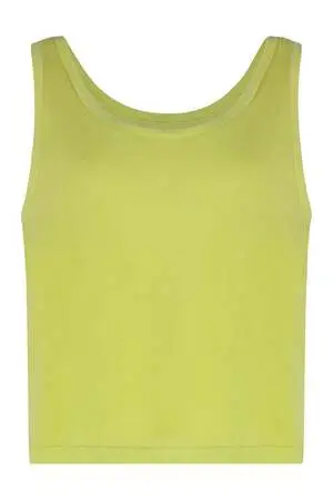 The Great. Ribbed Edge Cotton Tank Top Mini - Green