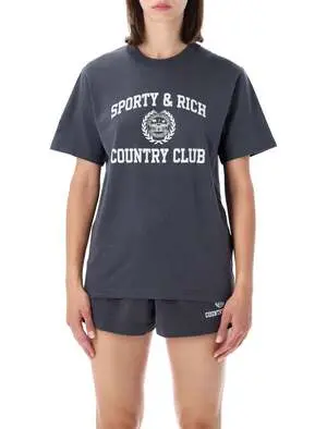 SPORTY & RICH Sporty Polo T-shirt - Carbon Choco