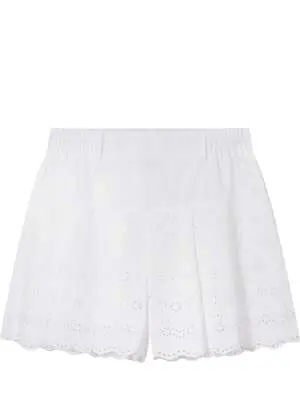 Monnalisa White Eyelet Cotton Poplin Shorts