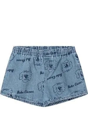 BOBO CHOSES Mini Paint-stamped Shorts - Prussian Blue