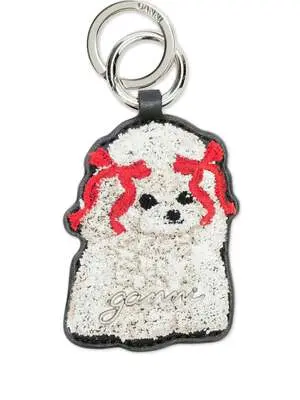 GANNI Mini Keyring And Clasp With Logo 6.3 X 13 Cm - Nero