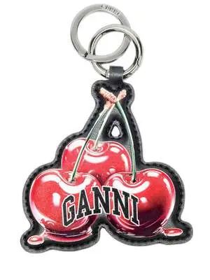 GANNI Logo Keyring And Clasp Keychain, W 6.3 X H 13 X D 0.2 Cm Mini - Nero
