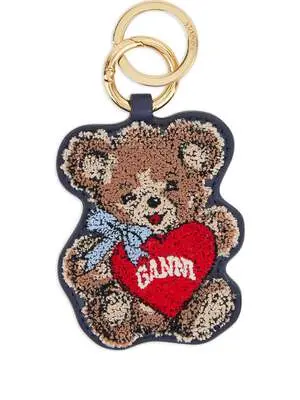 GANNI Keyring And Clasp Logo Keychain, W 6.3 X H 13 X D 0.2 Cm - Blu