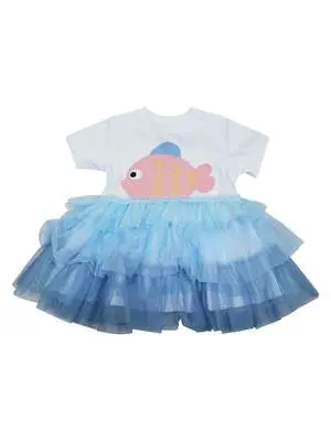 Stella McCartney Mini Dress With Tulle Skirt And Fish Print