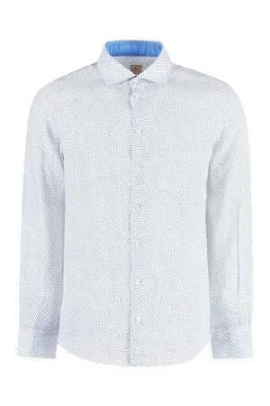 BASTONCINO Printed Cotton Shirt With Decorative Charms Detail - White