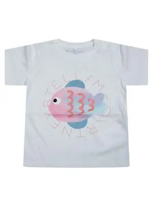 Stella McCartney Mini Fish Print Short Sleeve T-shirt - Bianco