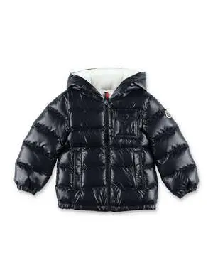 Moncler Mini Hooded Glossy Down Puffer Jacket - Blu
