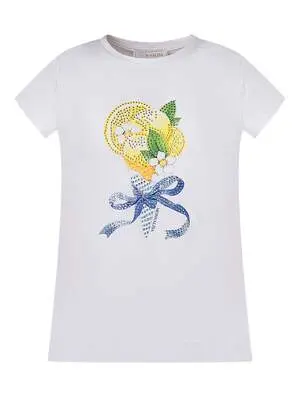 Monnalisa Creative Mini T-shirt With Unique Print - Bianco