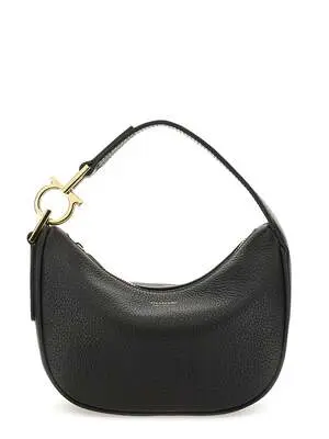 FERRAGAMO North South Mini Hobo Handbag With Shoulder Strap - Black