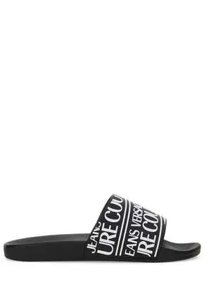 Versace Logo Sandals In 100% Elastane - Black