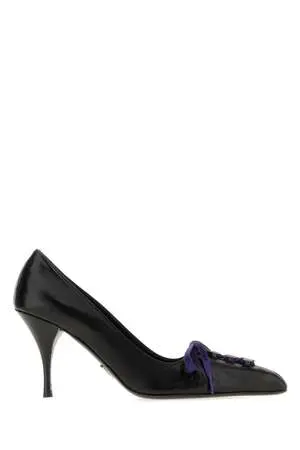 Prada Mini Heel Leather Pumps 9 Cm - Black